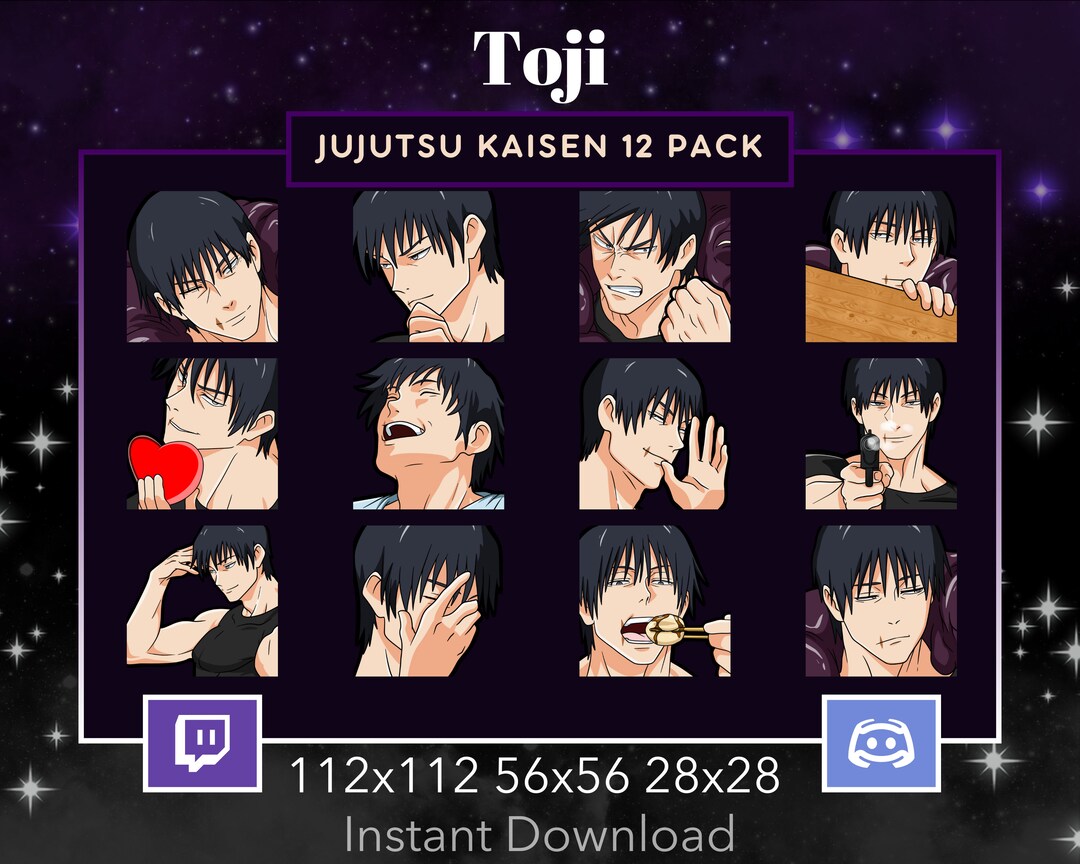 Jujutsu Kaisen Toji Emote 12 Pack, Paquete para Twitch, Discord. Anime ...