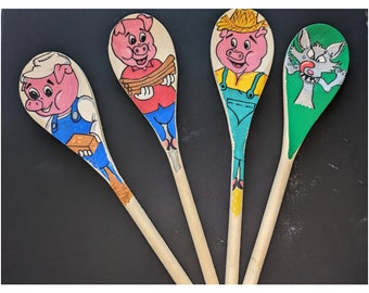 3 Little Pigs Story Spoons - Etsy UK