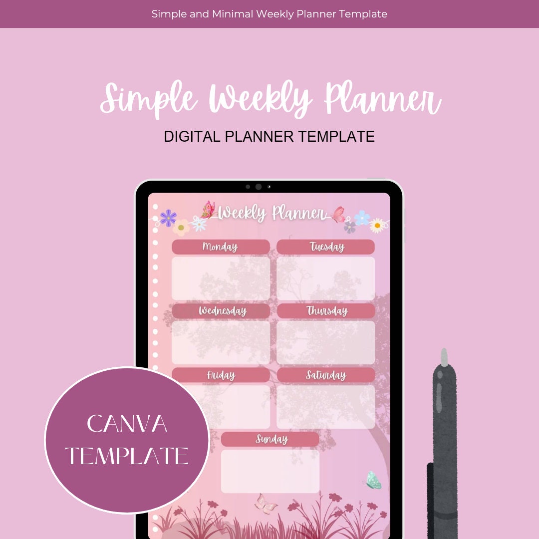 Weekly Planner Editable Canva Template - Etsy