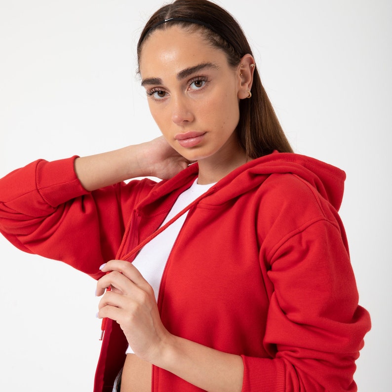 100% Cotton Red Zip-up Hoodie: Warmth and Style - Etsy