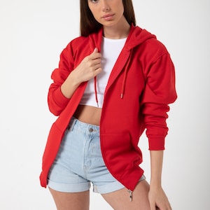 100% Cotton Red Zip-up Hoodie: Warmth and Style - Etsy