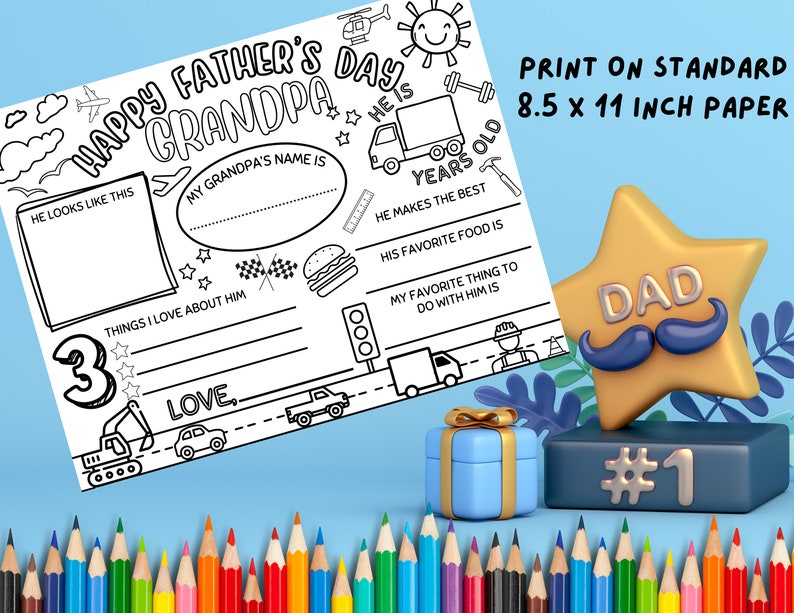 Grandpa Happy Father's Day Printable Kids Coloring Fillable Printable ...