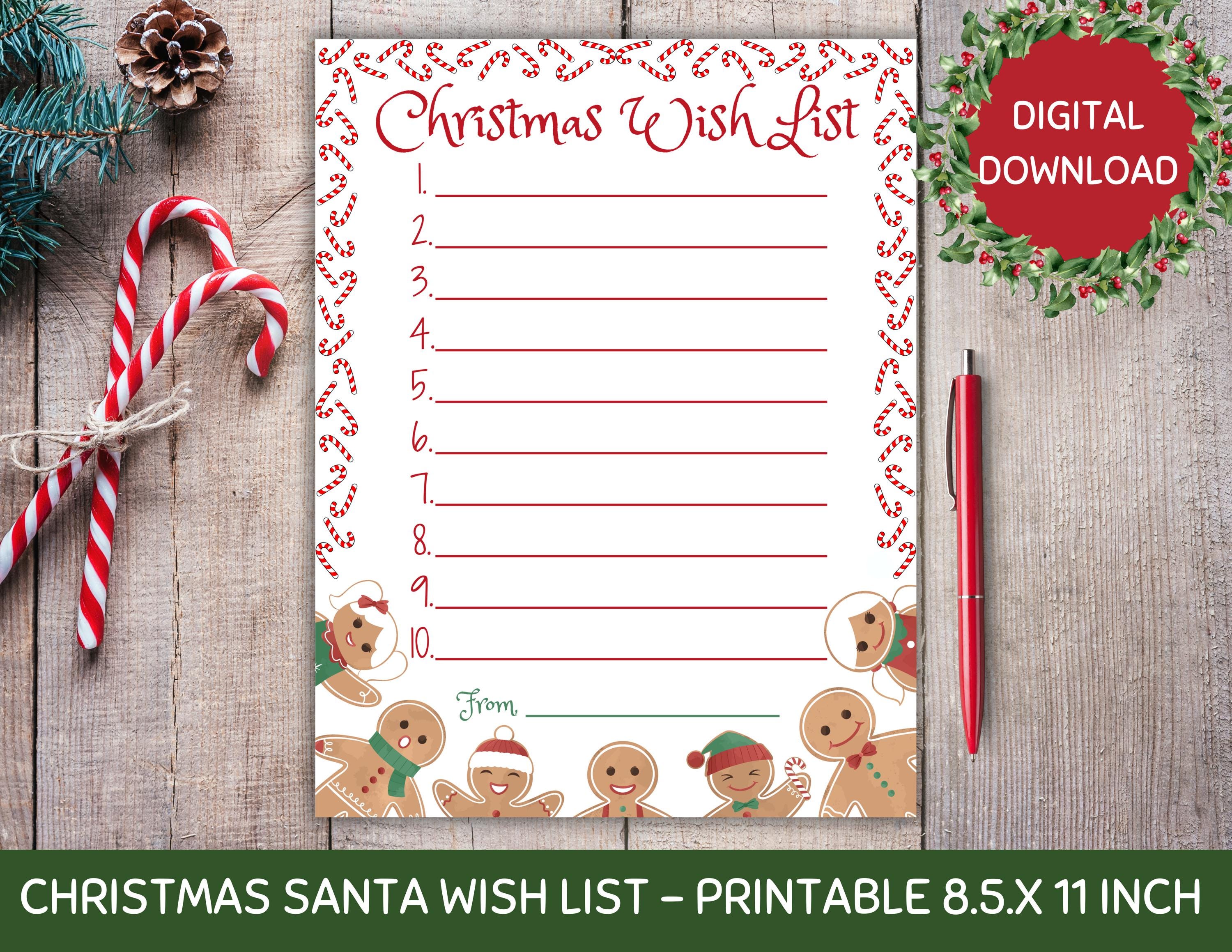Christmas Wish List for Santa - Gingerbread Christmas Wish List - Merry ...
