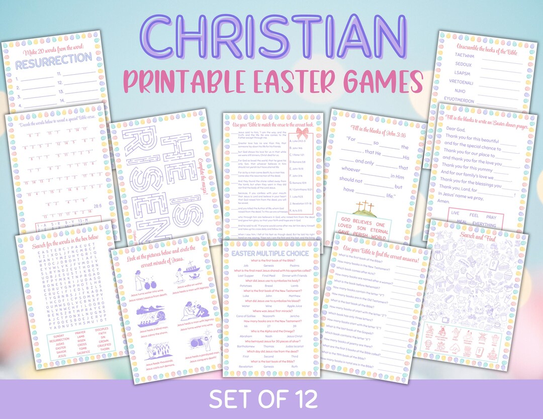 Christian Easter Games: Printable Bible Study Activities (digital ...
