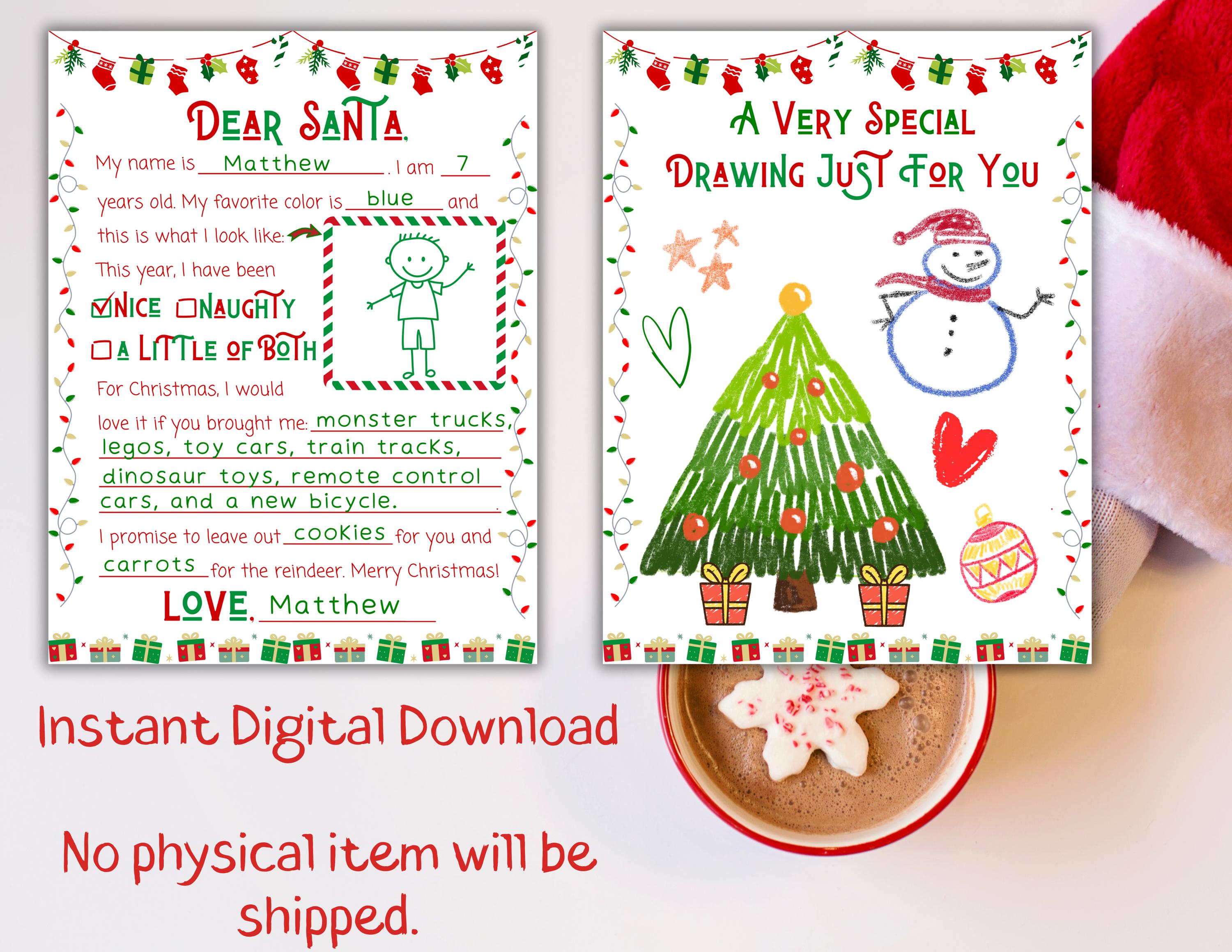Dear Santa Letter & Drawing Page: Christmas Wish List (printable ...
