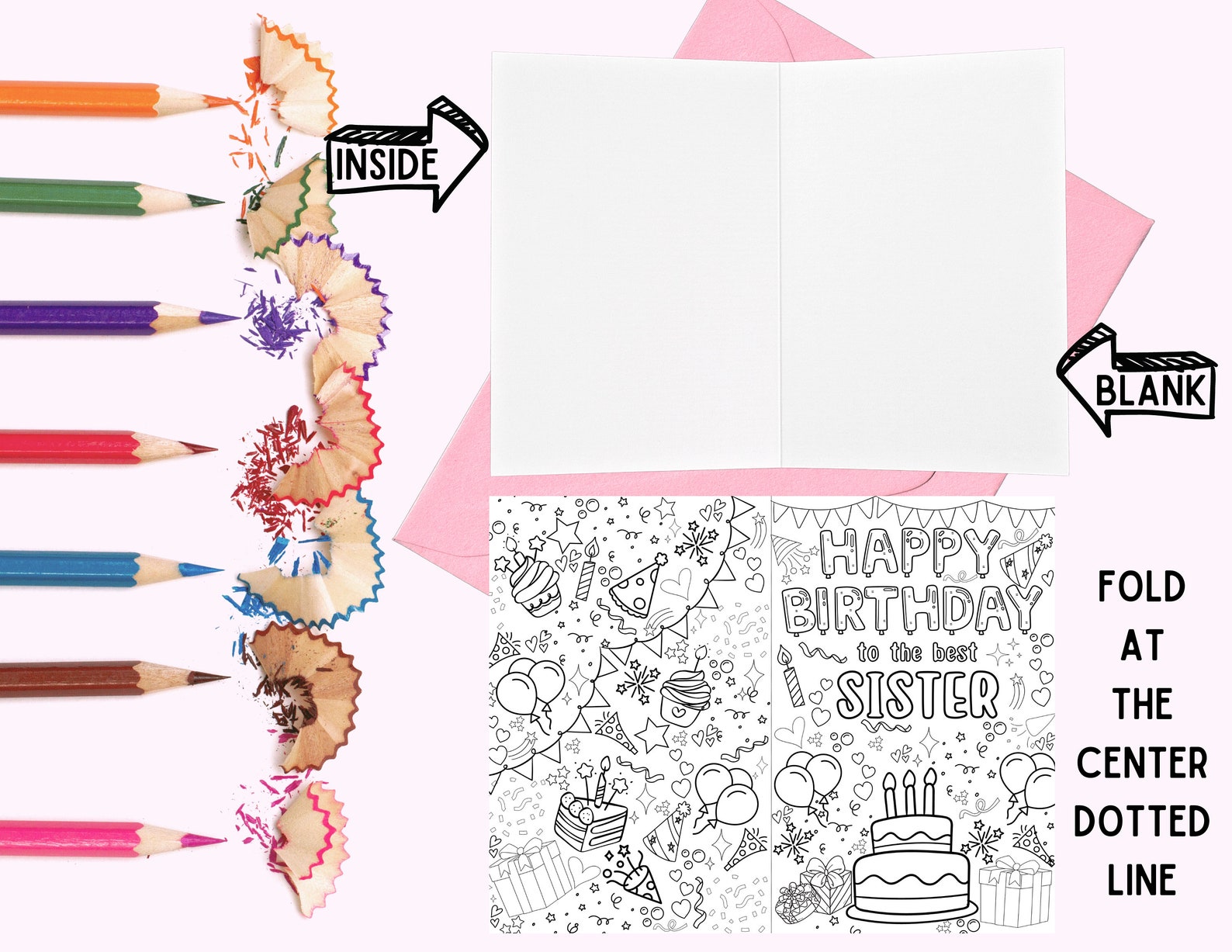 Sister Happy Birthday to the Best Sister Coloring Card for Kids ...