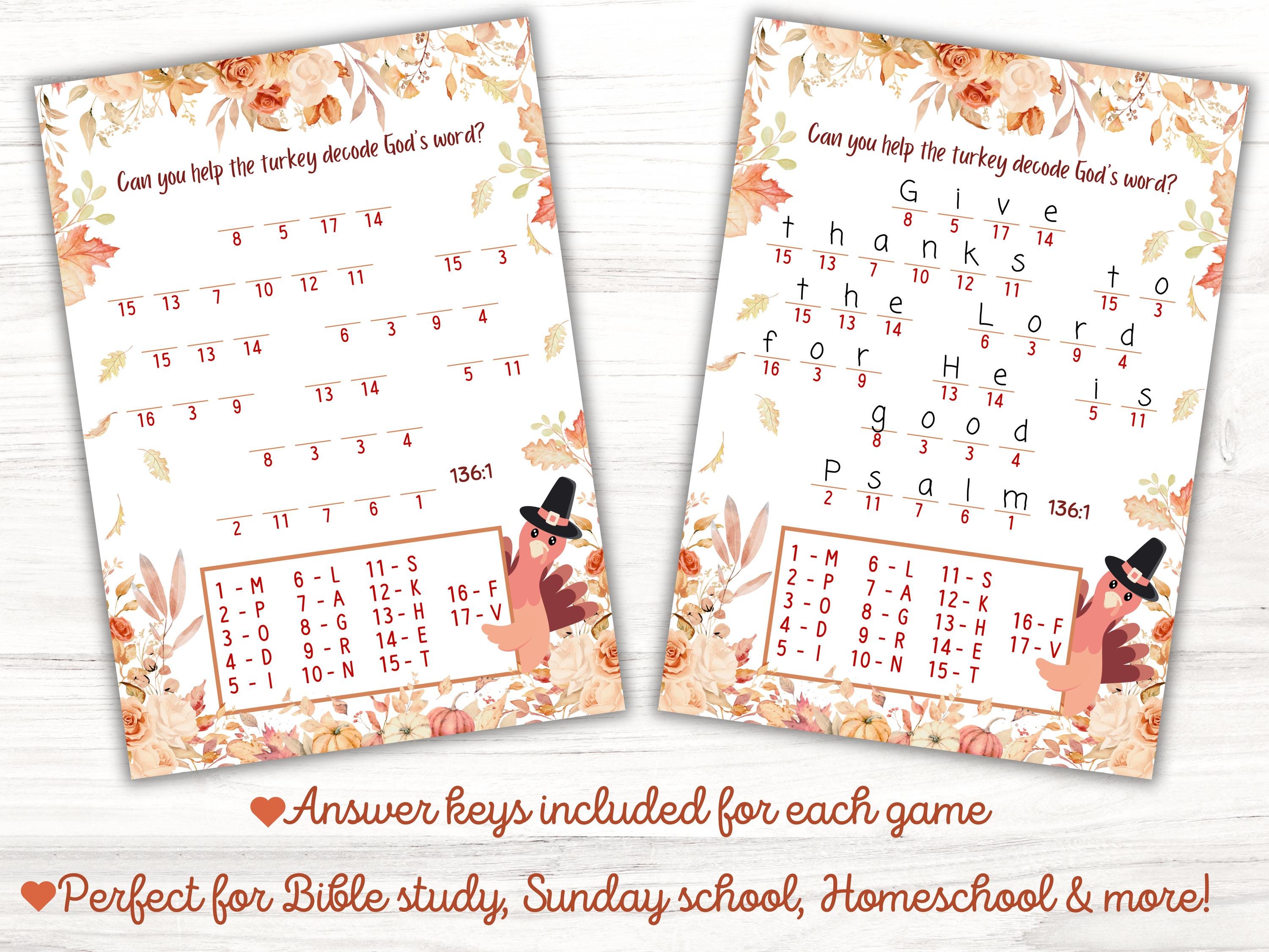 Christian Thanksgiving Games: Printable Bible Study Activities (digital ...