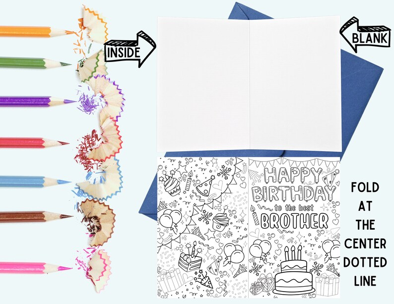 Brother Happy Birthday to the Best Brother Coloring Card for Kids ...