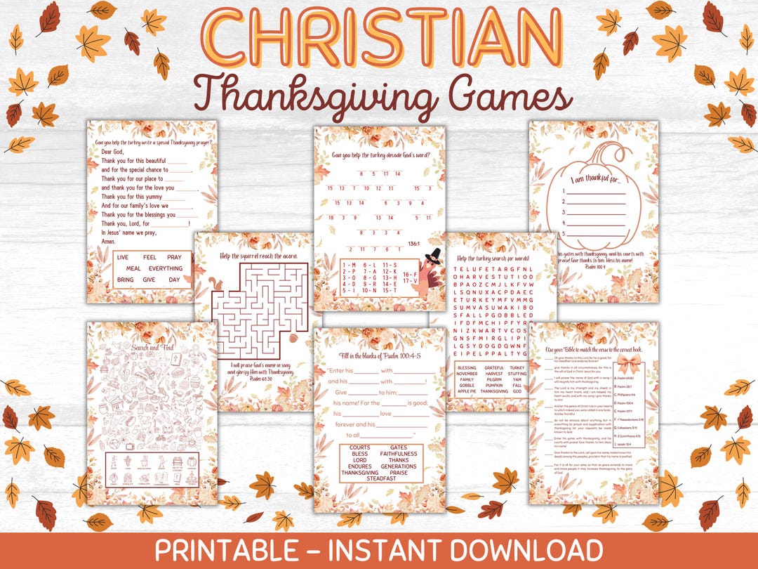 Christian Thanksgiving Games: Printable Bible Study Activities (digital ...