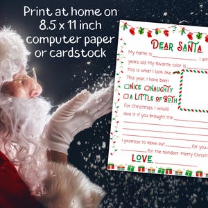 Dear Santa Letter & Drawing Page: Christmas Wish List (printable ...