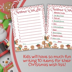 Gingerbread Christmas Wish List for Santa (printable Digital Download ...