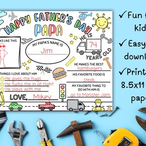 Papa Happy Father's Day Printable Kids Coloring Fillable Printable ...