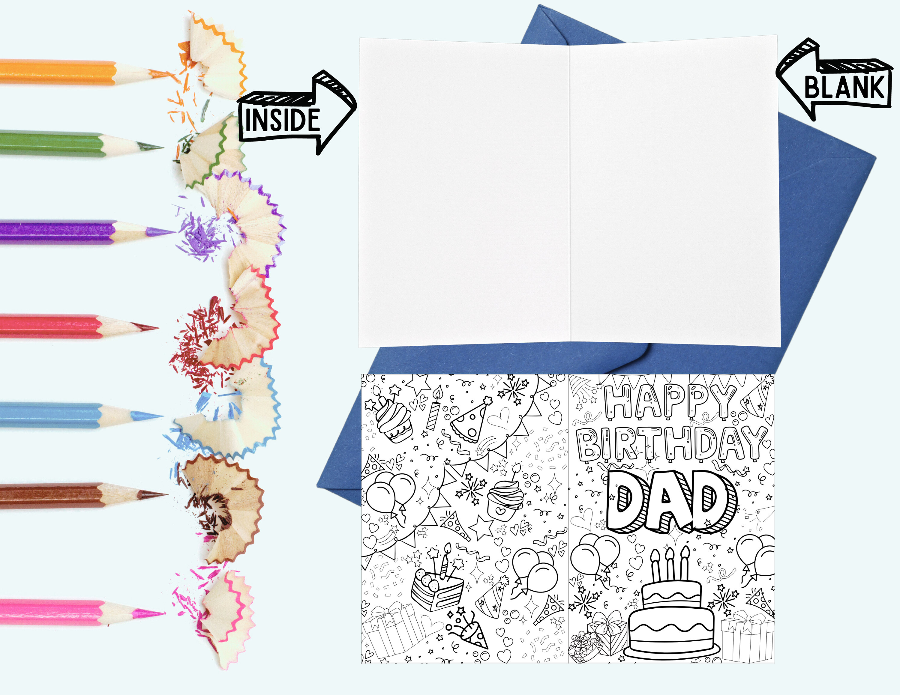 Happy Birthday Dad Coloring Card for Kids Printable Instant Digital ...