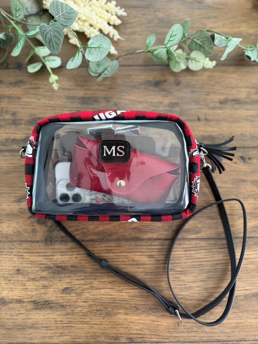 College Clear Stadium Bag: Handmade Game Day Purse With Initials - Etsy