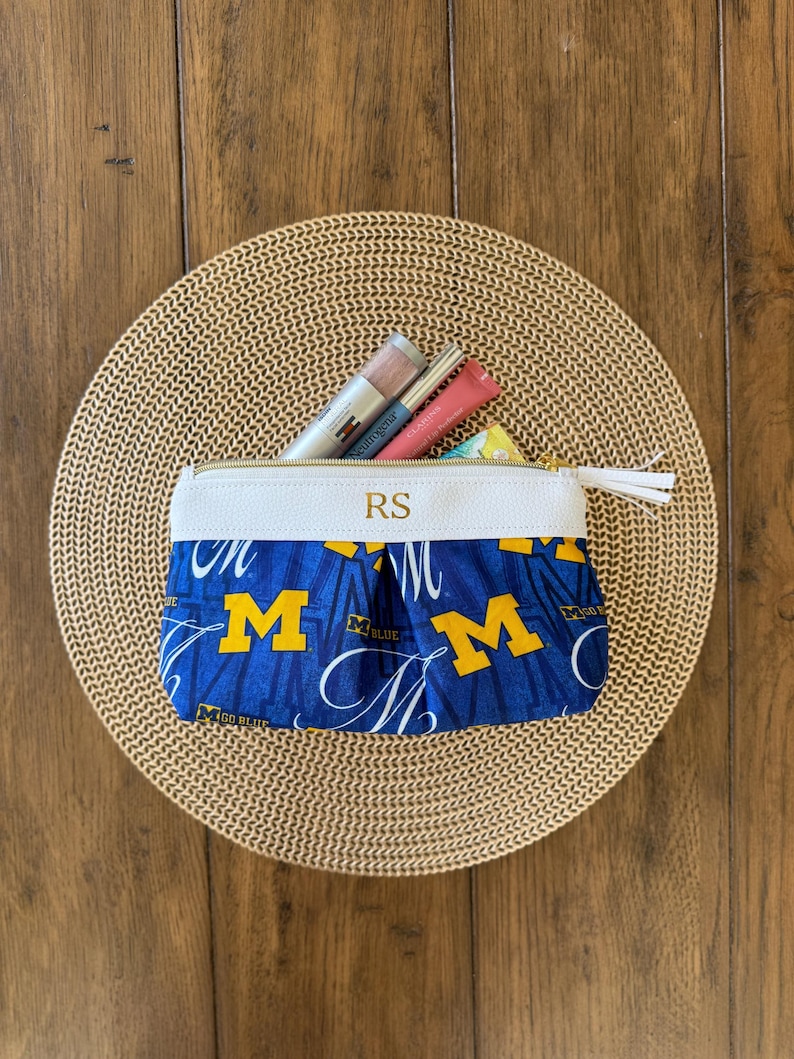 Personalized College Makeup Bag: Handmade School Spirit Cosmetic Pouch ...