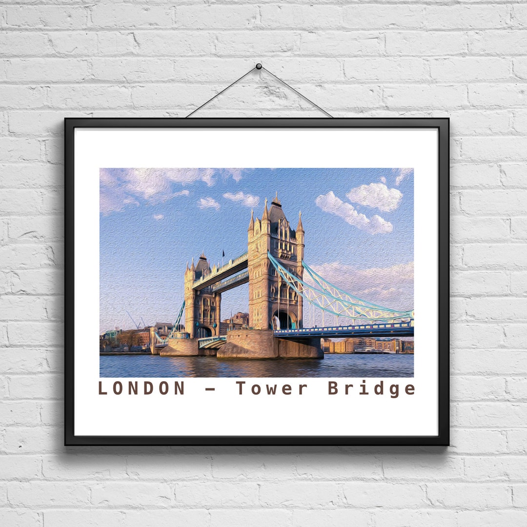 London, Tower Bridge, Digital Art Print, London Tower Bridge Oil ...
