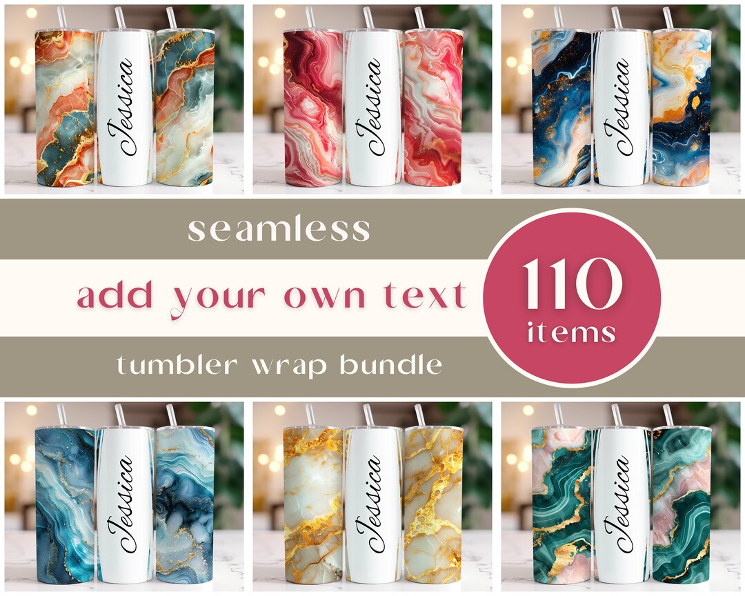 Add Your Own Text Tumbler Wrap PNG Bundle Marble Pattern Tumbler Custom ...