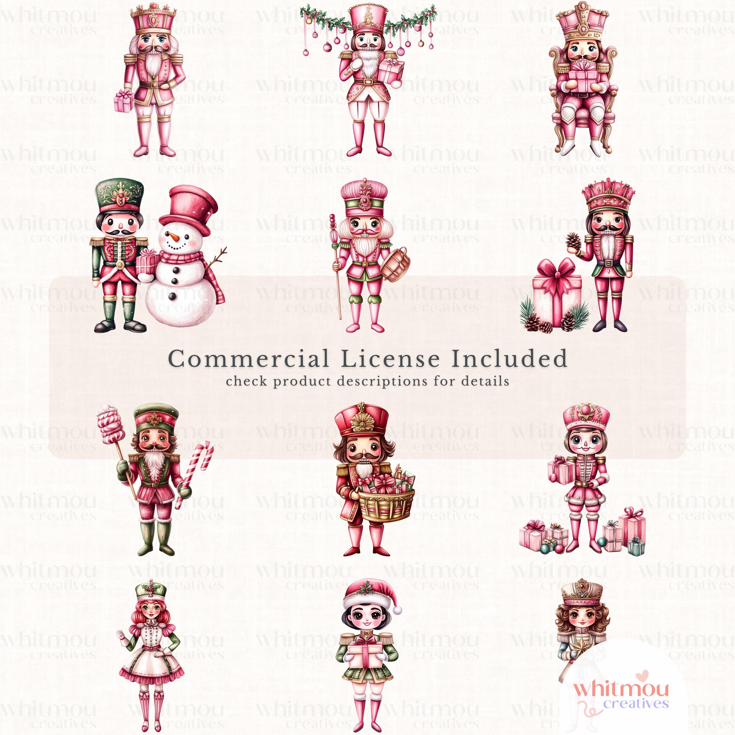 Watercolor Nutcracker Clipart Bundle: Rustic Christmas PNG (commercial ...