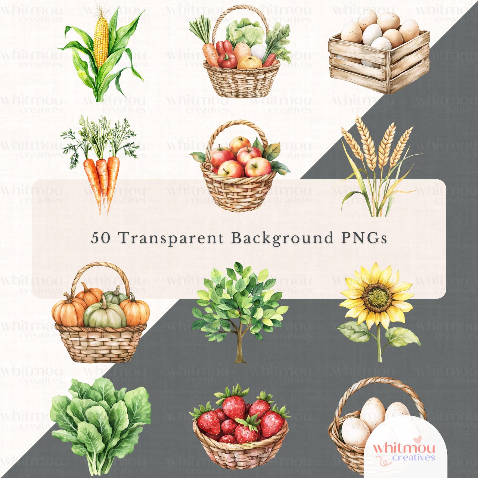 Watercolor Little Farm Clipart Bundle Cute Farmers Clipart Baby Farm ...