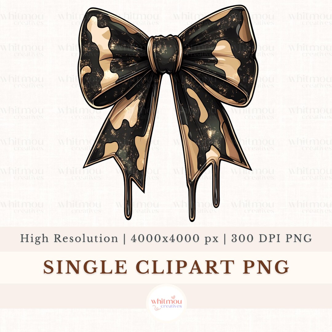 Dripping Camouflage Bow Clipart Commercial Use Camo Gold Glitter Bow ...