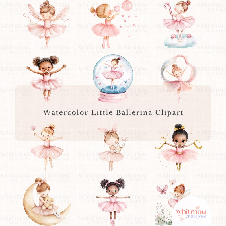 Watercolor Ballerina Clipart Pink Ballet Clipart Set Cute Ballerina Png ...