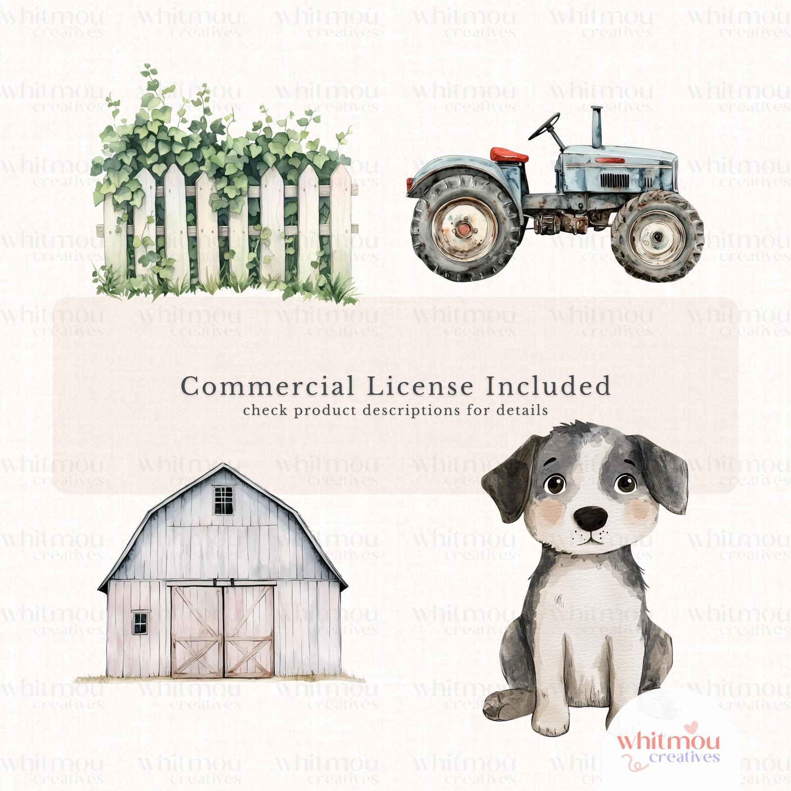 Watercolor Little Farm Clipart Bundle Cute Farmers Clipart Baby Farm ...
