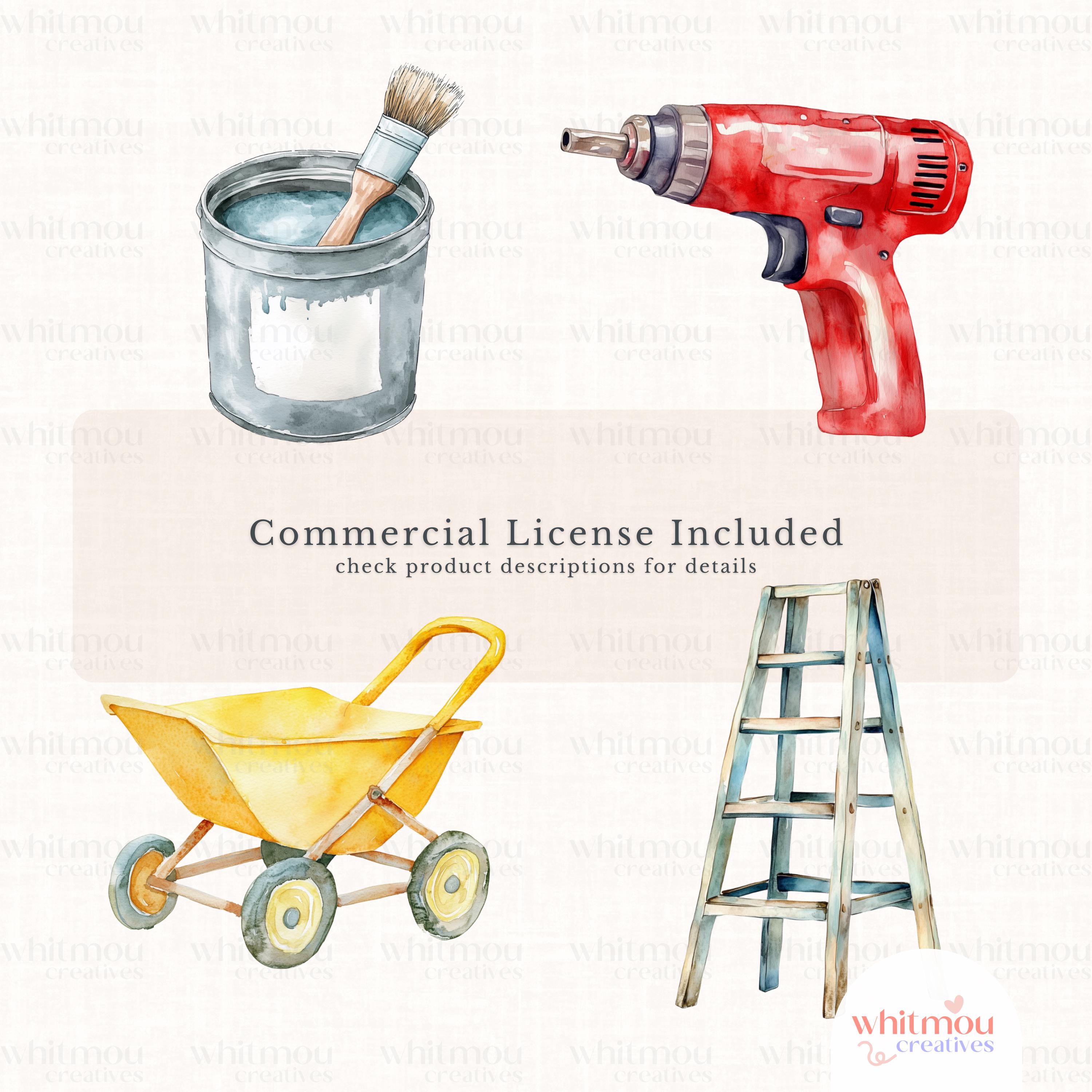 Watercolor Construction Clipart Bundle: Nursery Decor (digital Download ...
