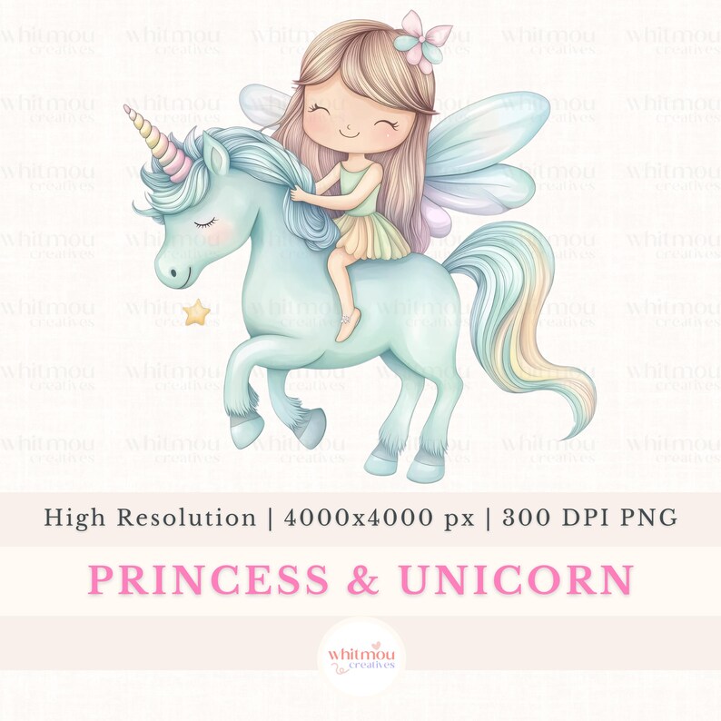 Watercolor Princess Clipart Commercial Use Colorful Cute Unicorn PNG ...