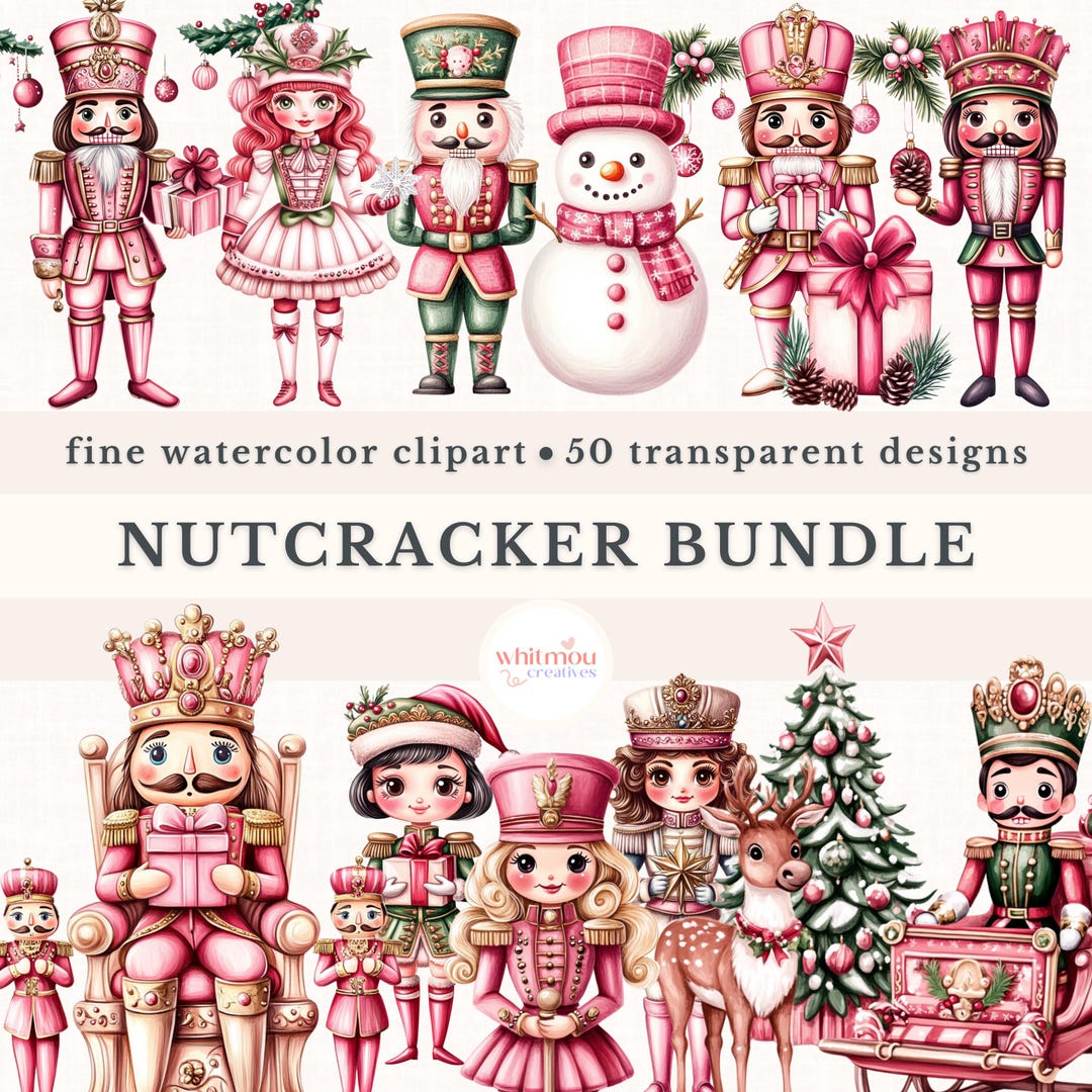 Watercolor Nutcracker Clipart Bundle: Rustic Christmas PNG (commercial ...