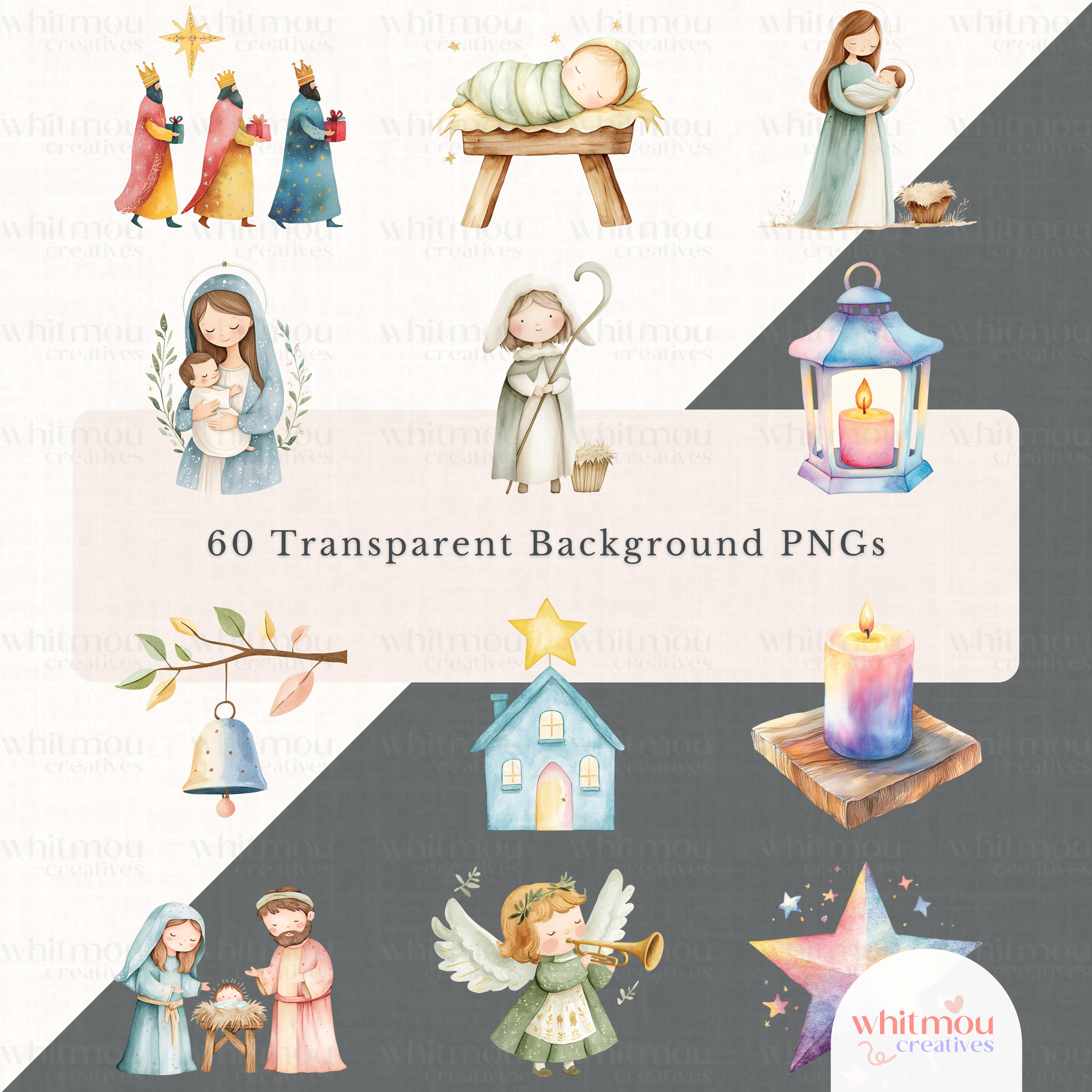 Watercolor Nativity Scene Clipart Bundle: 60 Pngs (digital Download) - Etsy