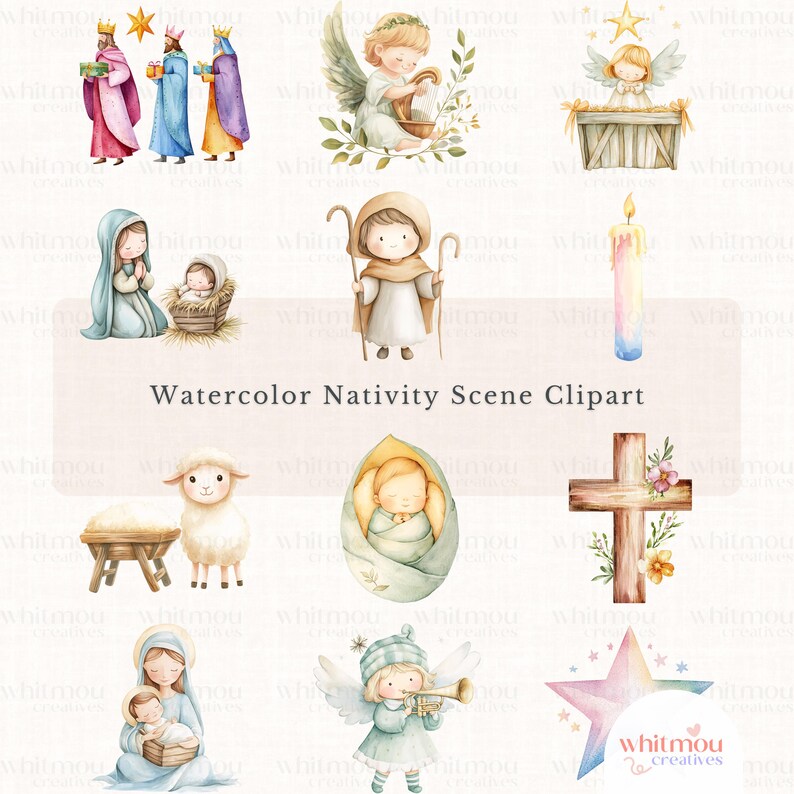 Watercolor Nativity Scene Clipart Bundle: 60 Pngs (digital Download) - Etsy