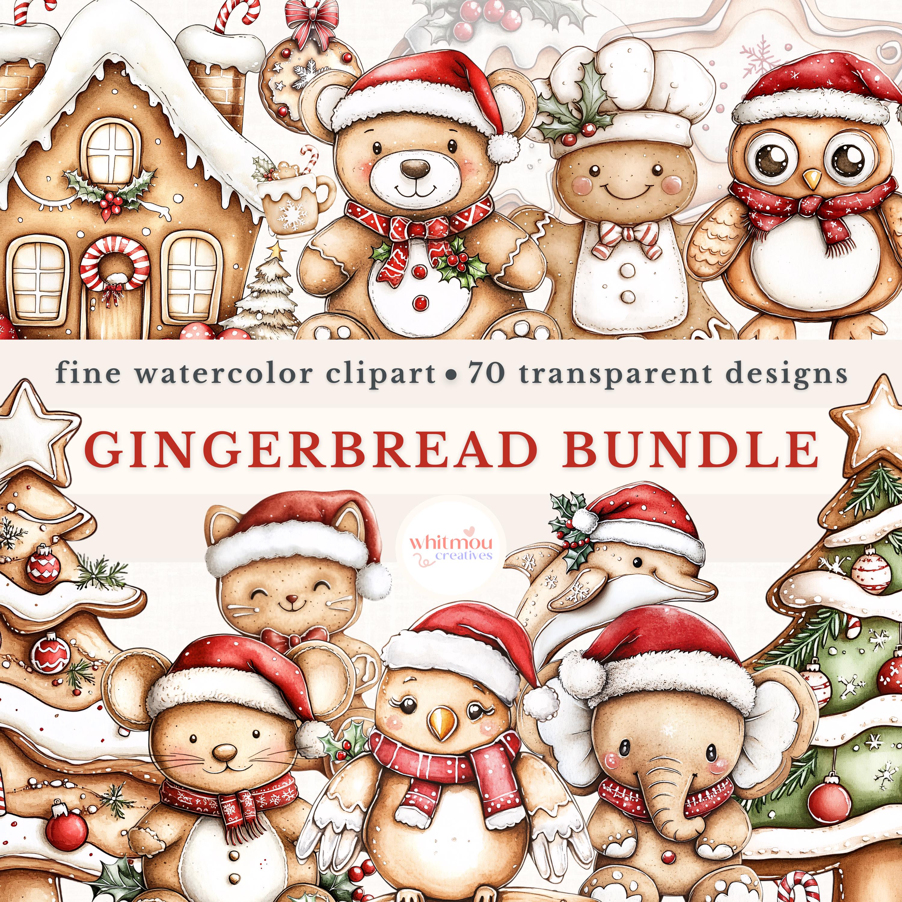 Watercolor Gingerbread Clipart Bundle Commercial Use Rustic Christmas ...