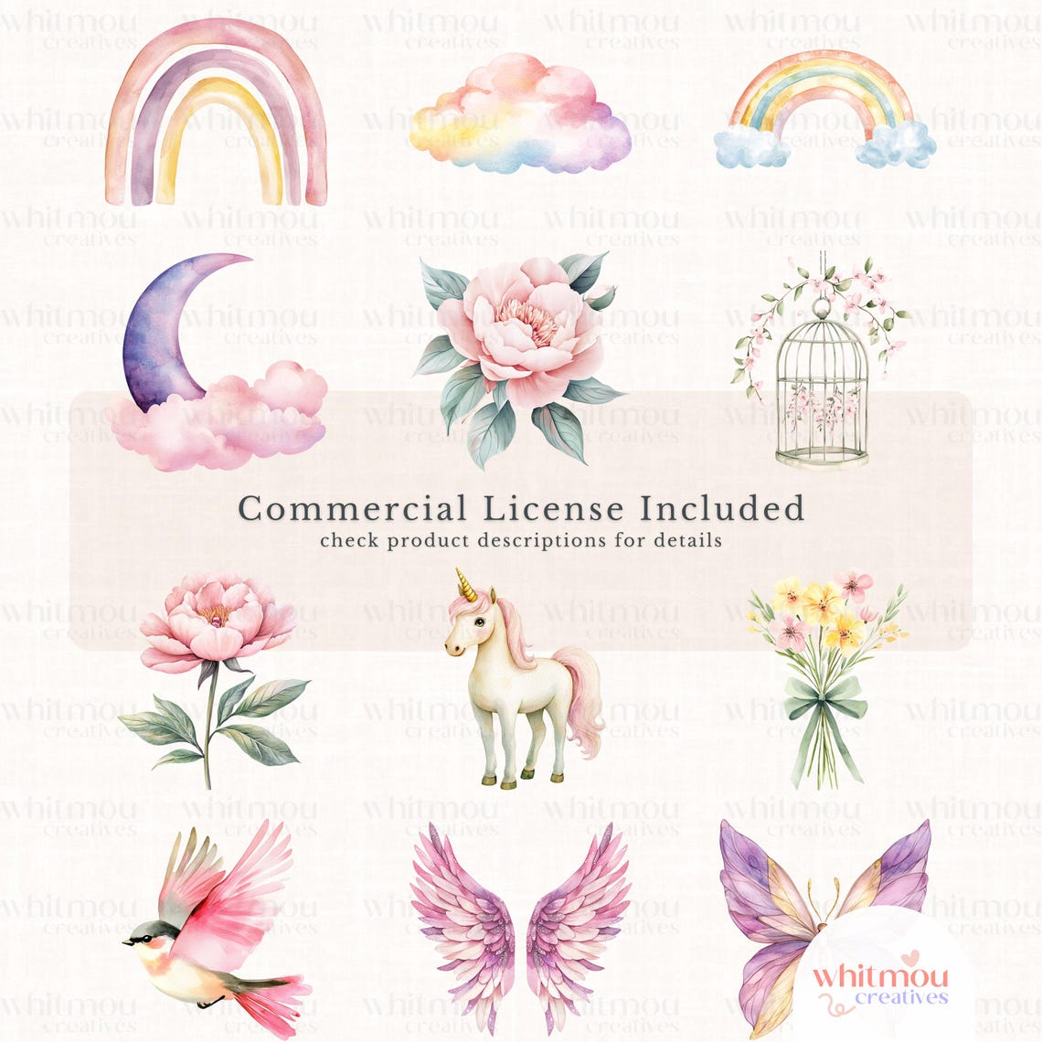 Watercolor Princess Clipart Bundle: Royal Prince, Castle, Unicorn (PNG ...