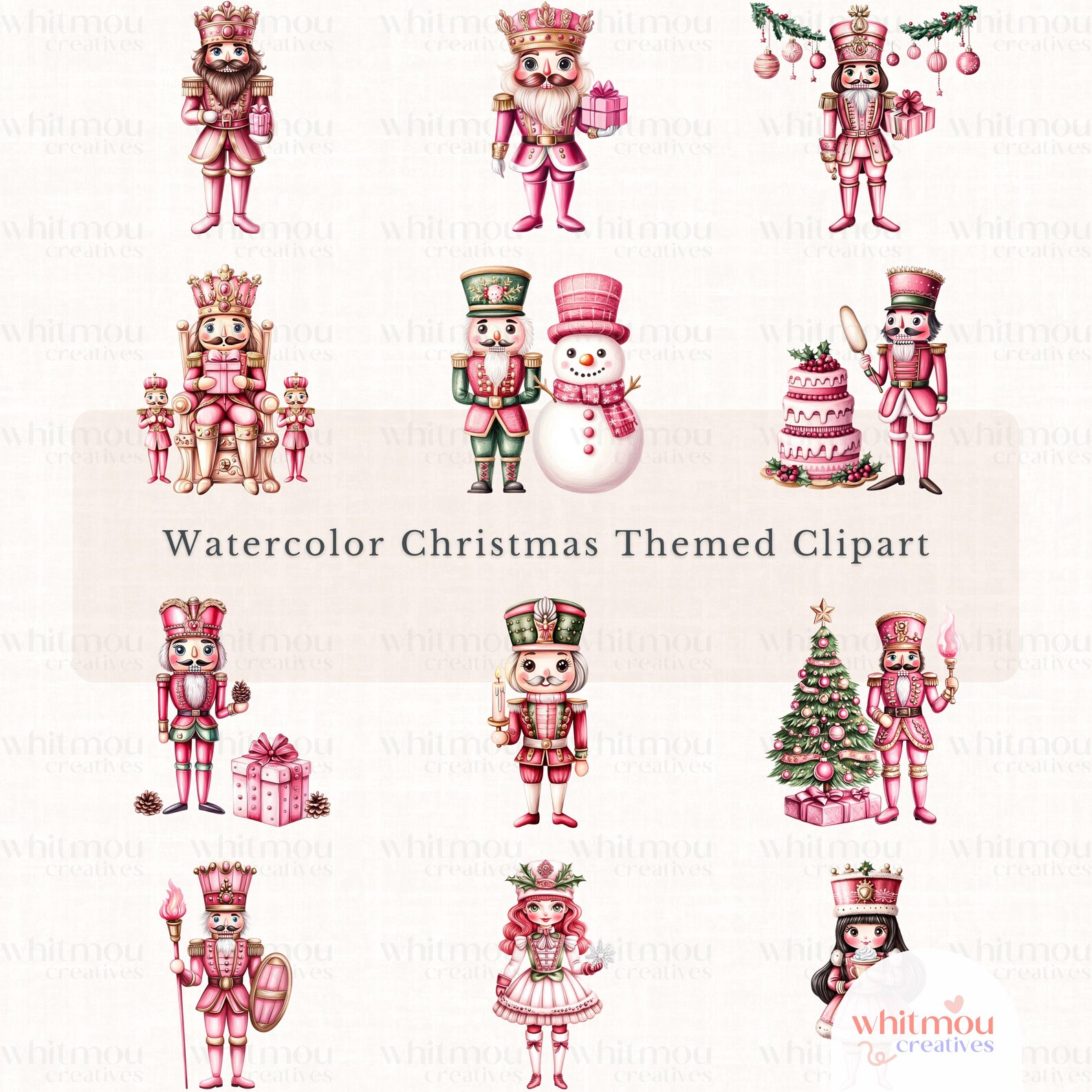Watercolor Nutcracker Clipart Bundle: Rustic Christmas PNG (commercial ...