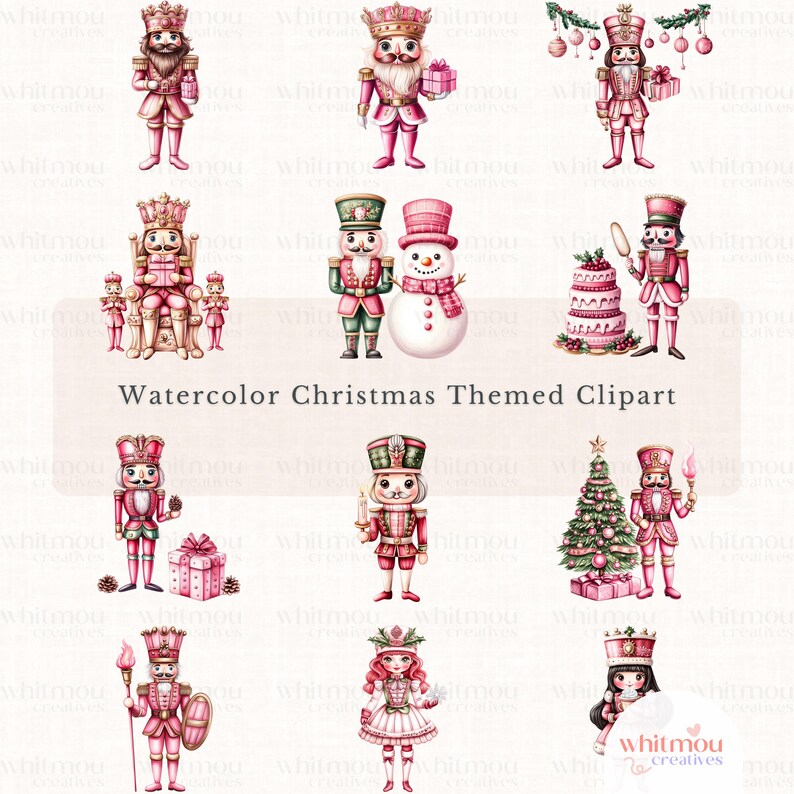 Watercolor Nutcracker Clipart Bundle: Rustic Christmas PNG (commercial ...