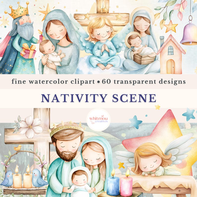 Watercolor Nativity Scene Clipart Bundle: 60 Pngs (digital Download) - Etsy