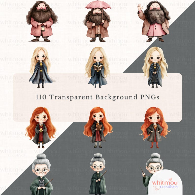 Watercolor Wizard Characters Clipart Bundle Fantasy Clipart Set ...