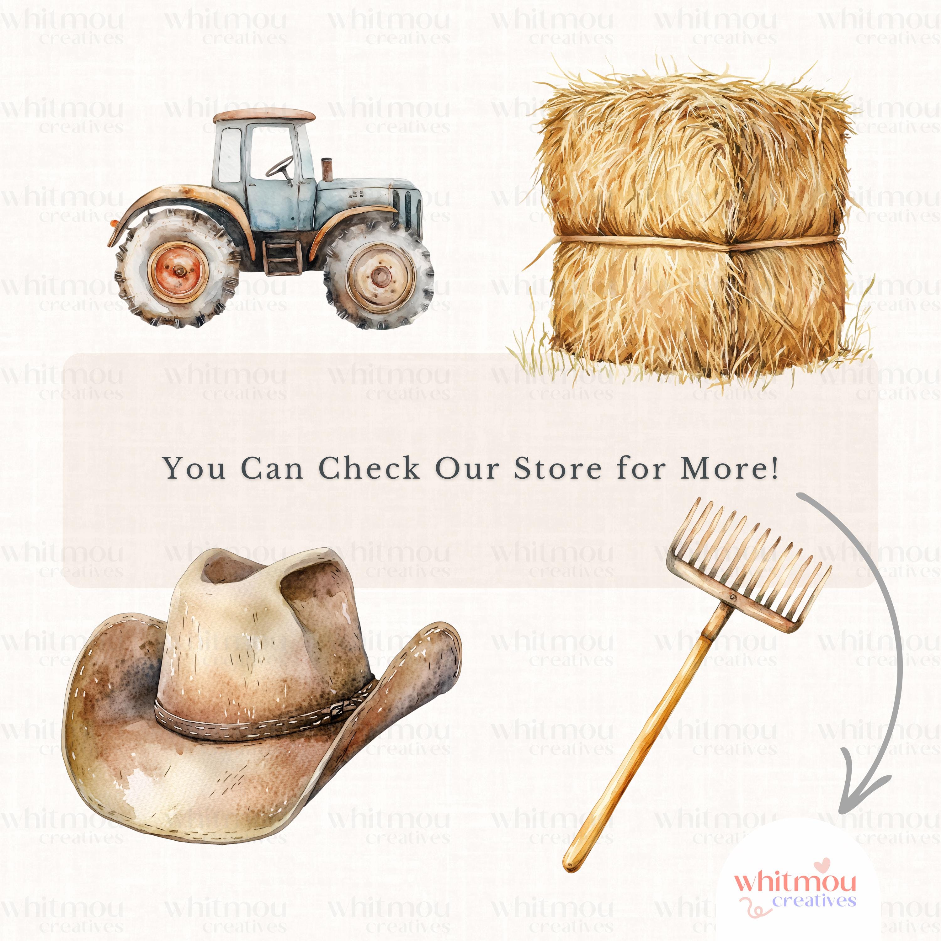 Watercolor Little Farm Clipart Bundle Cute Farmers Clipart Baby Farm ...