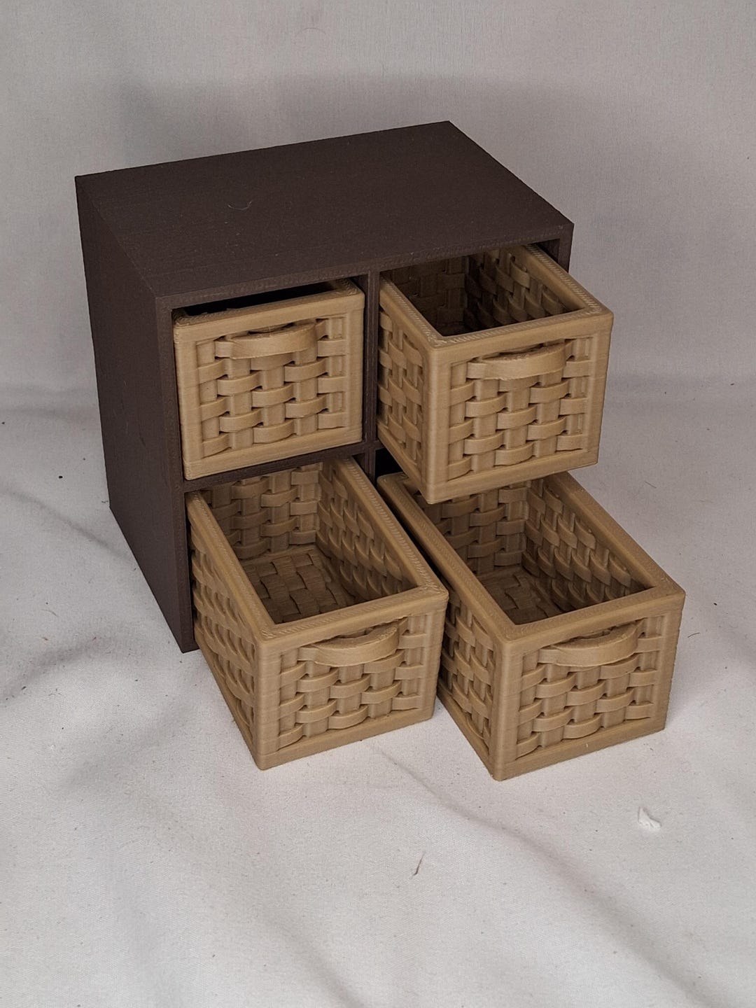 3D Printed Desk Organizer With 4 Drawers – Woven Basket-inspired ...