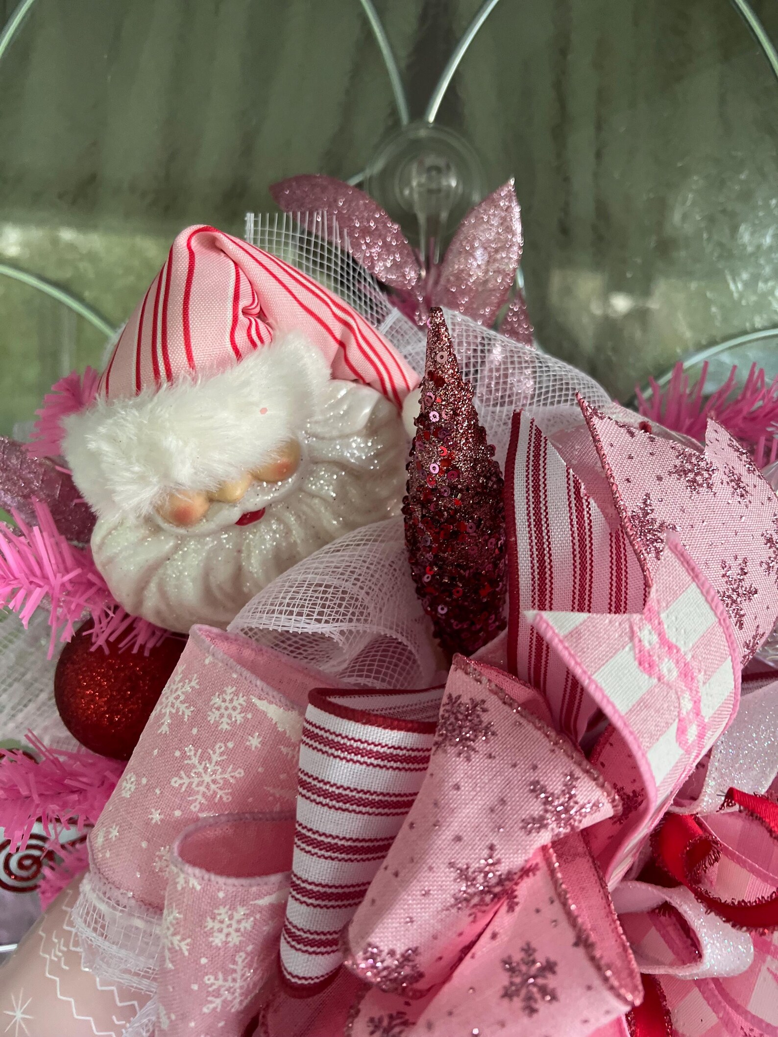 Pink Christmas Swag, Pink Santa Swag, Whimsical Swag, Festive Pink Swag ...