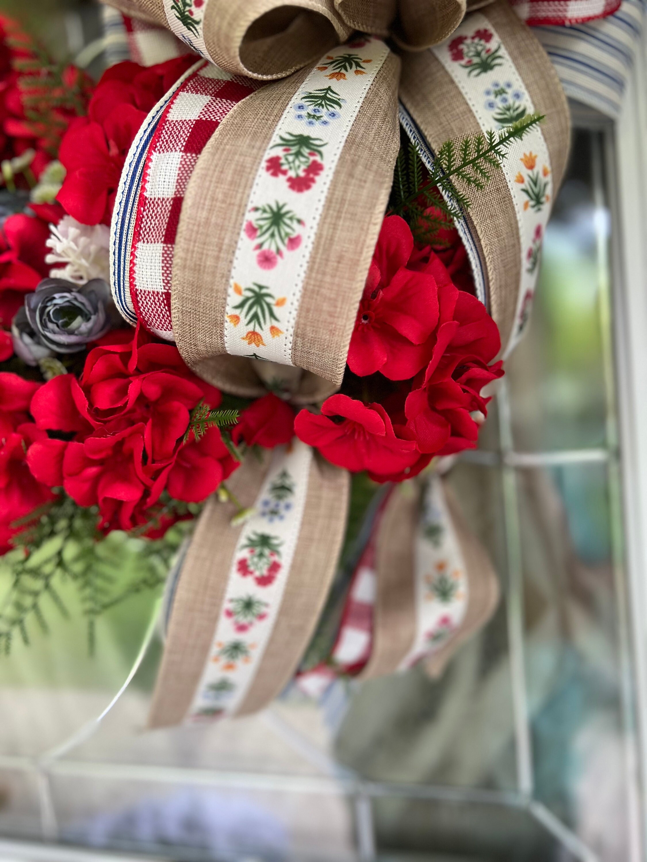 Geranium Flower Box Wreath, Flower Box Wreath, Geranium Wreath, Porch ...