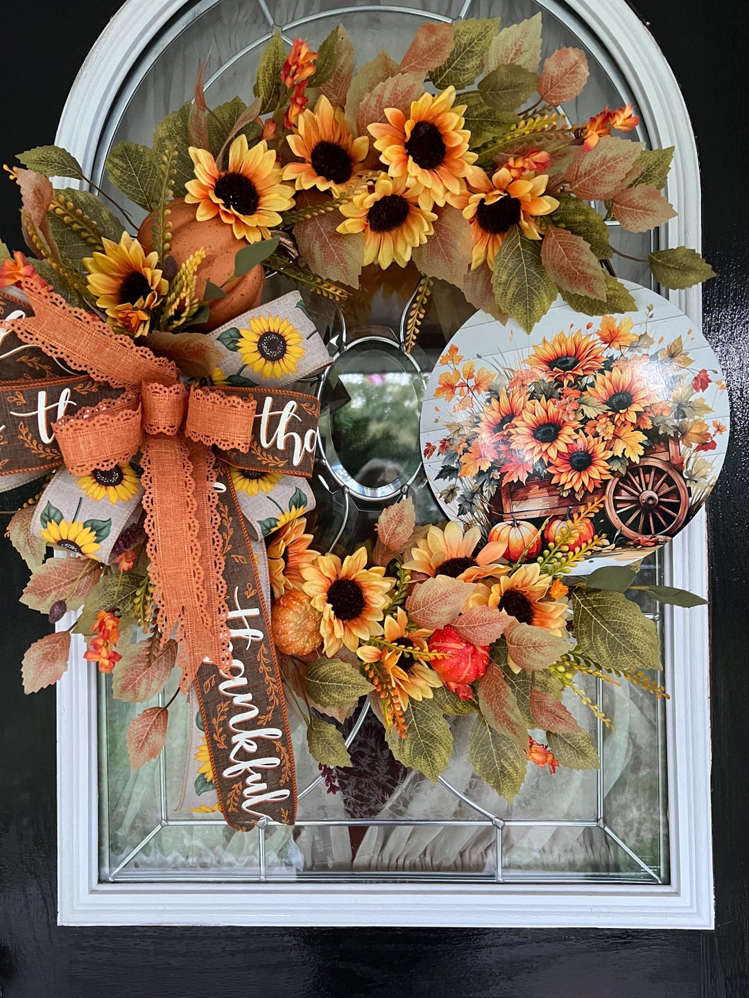 Handmade Thankful Sunflower Wreath: Rustic Autumn Door Decor - Etsy