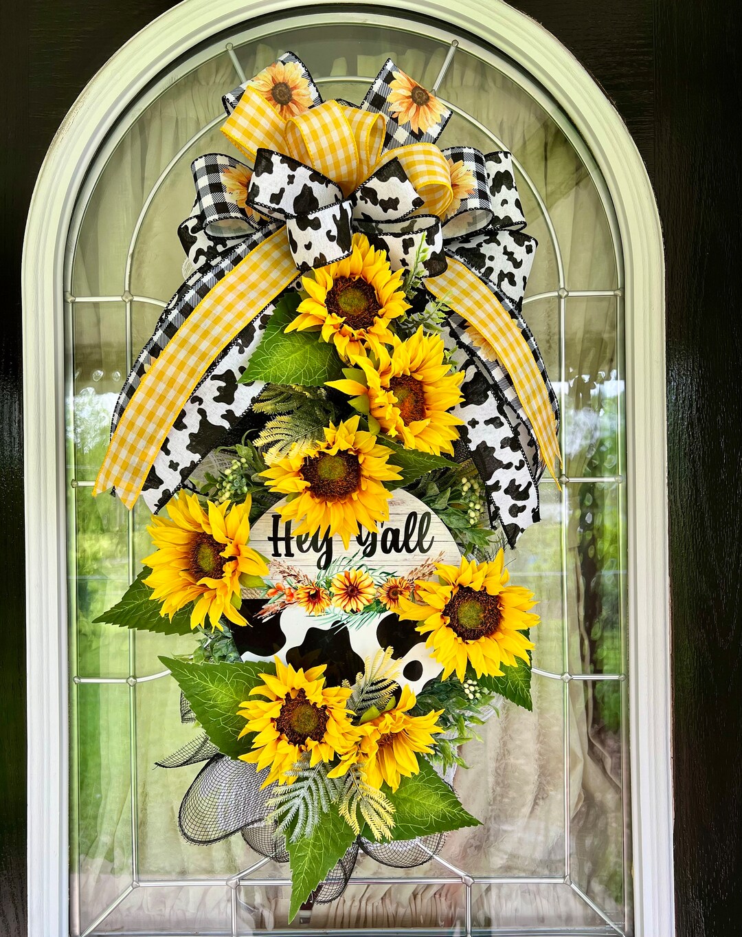 Hey Yall Wreath Swag, Farmhouse Swag, Farmhouse Wreath, Cowprint Swag ...