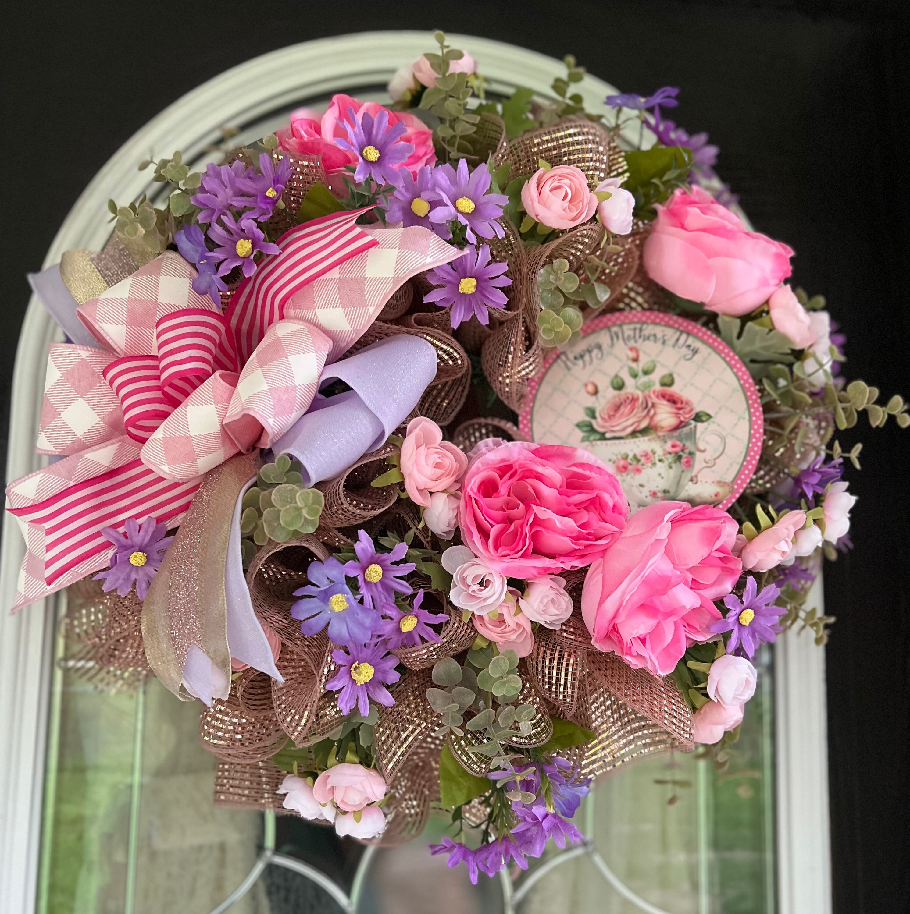 Tea Cup Mothers Day Wreath, Indoor Wreath, Porch Wreath, Front Door ...