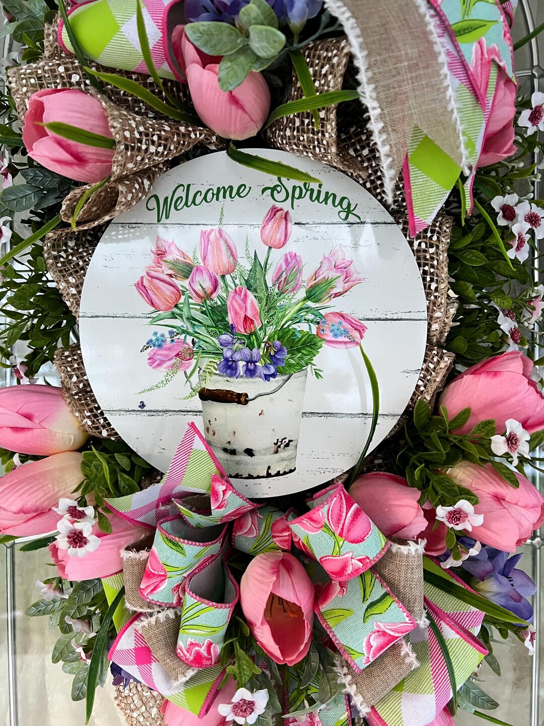 Welcome Spring Wreath, Welcome Spring Swag, Tulip Wreath, Tulip Swag ...