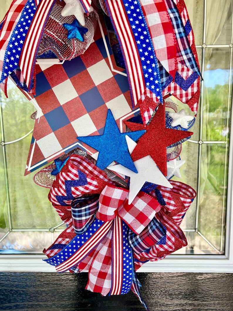 July 4th Door Swag, Patriotic Swag, Summer Swag, Front Door Swag ...