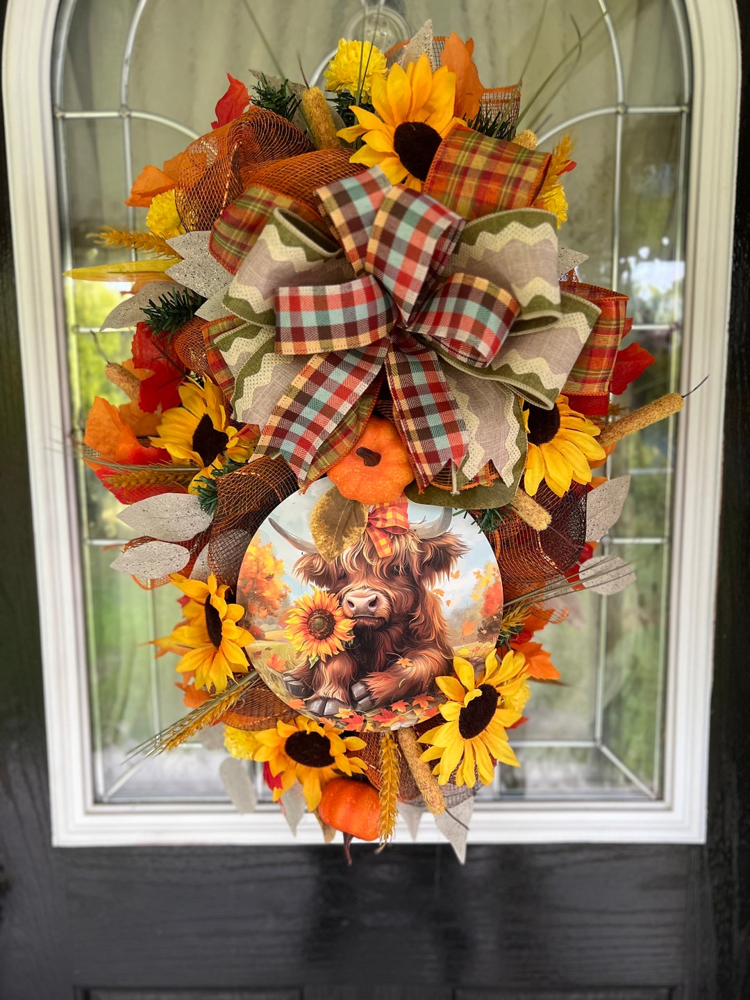Highland Cow Fall Swag, Fall Swag, Highland Cow Swag, Autumn Swag, Cow ...
