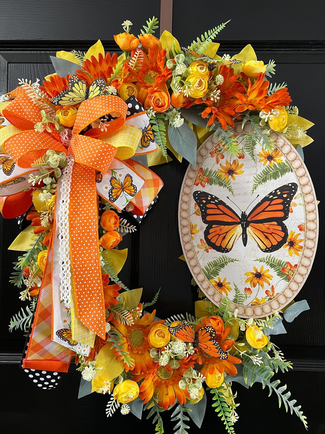 Monarch Butterfly Wreath, Monarch Butterfly Grapevine Wreath, Butterfly ...