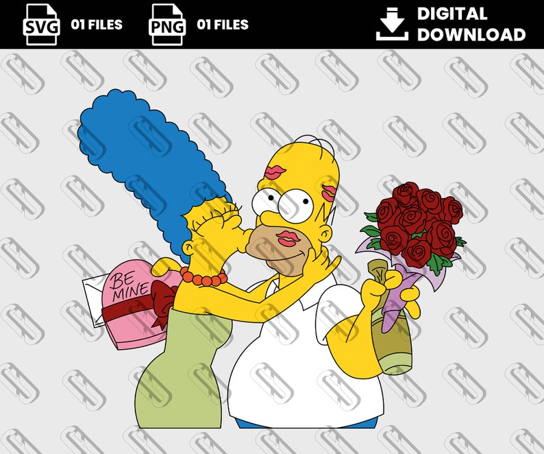 Clipart the Simpsons Svg, Valentine's Day Svg, Homer and Marge Svg ...