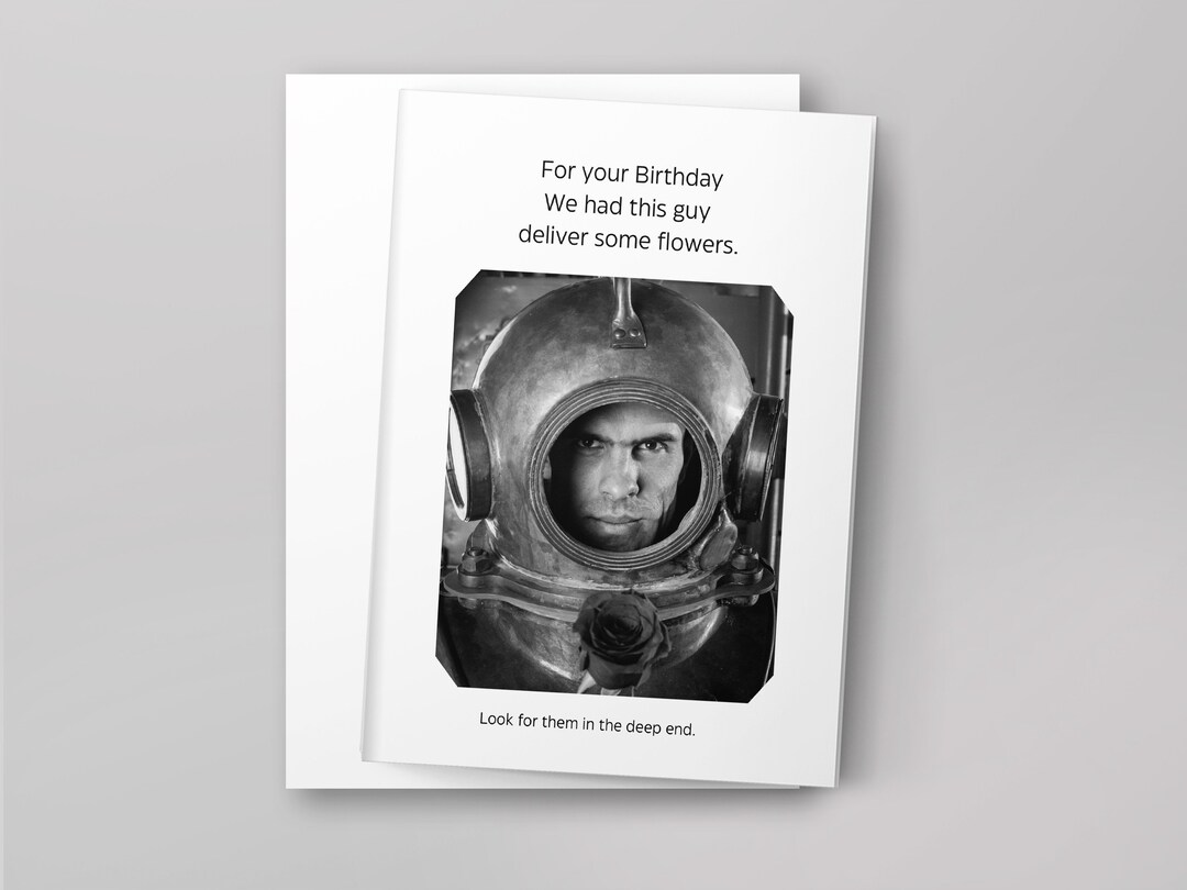 Birthday Card | Diver With Flowers - Etsy